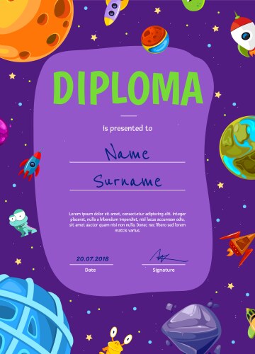 Grade 5 diploma certificate template Royalty Free Vector