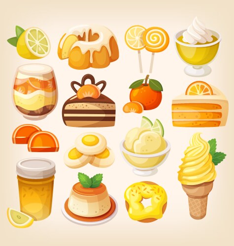 Set of italian desserts Royalty Free Vector Image