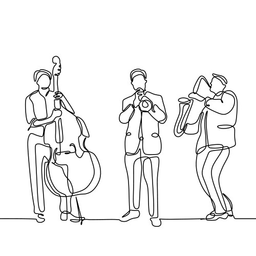 Continuous line drawing of jazz music Royalty Free Vector