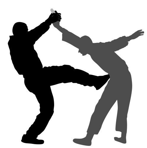 Self defense battle man silhouette Royalty Free Vector Image