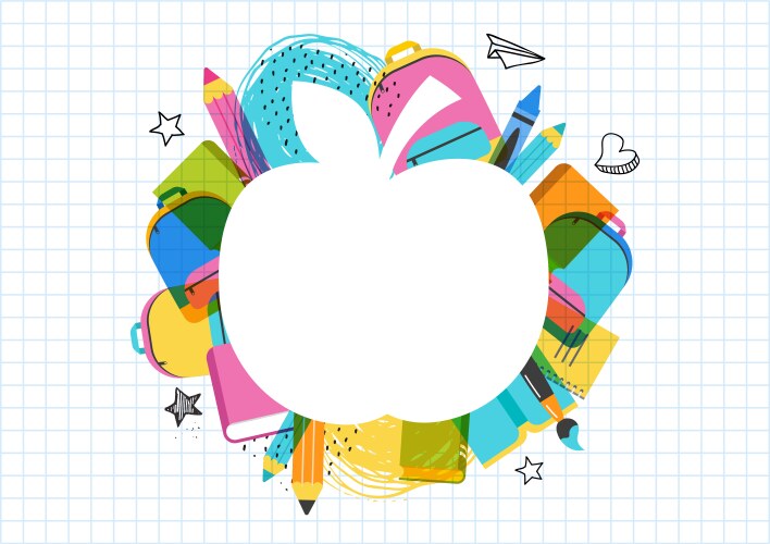 Back to school apple with education icons Vector Image