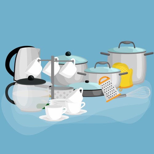 Collection colorful kitchenware Royalty Free Vector Image