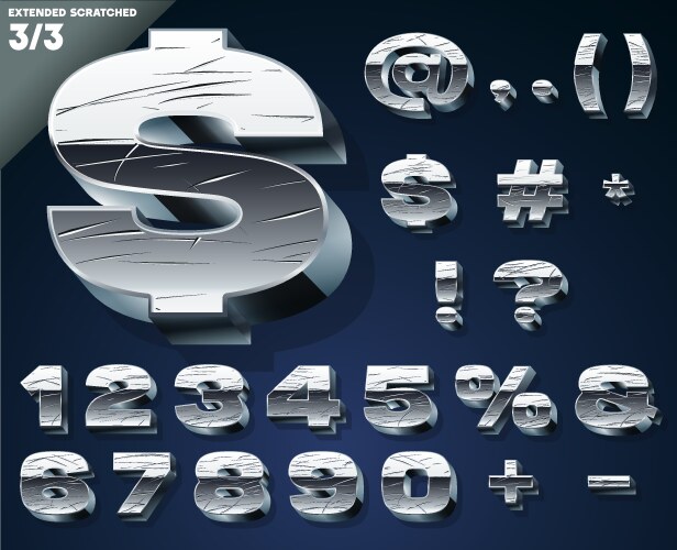 Silver chrome or aluminum 3d alphabet Royalty Free Vector
