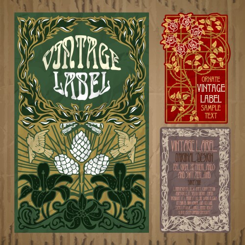 Set of 5 vintage labels layered Royalty Free Vector Image