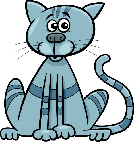 Blue cat character cartoon Royalty Free Vector Image