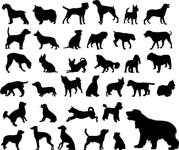 Dog silhouettes Royalty Free Vector Image - VectorStock