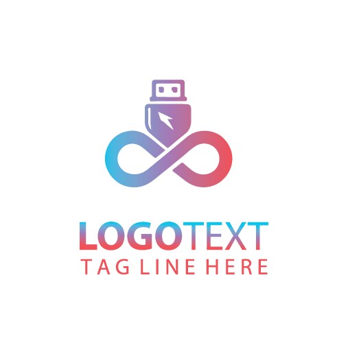 Infinity usb plug logo Royalty Free Vector Image