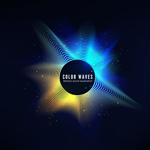 Radial sound wave curve with light particles Vector Image