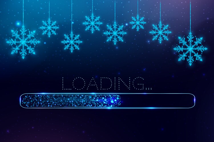 Wireframe snowflake and loading bar low poly Vector Image