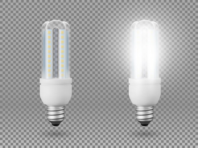 Led light bulb set isolated Royalty Free Vector Image
