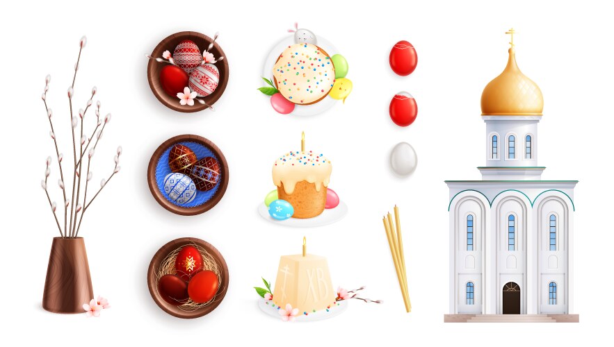 Set of hand drawn orthodox easter symbols Vector Image