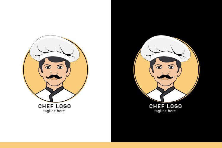 Cartoon outline chef logo Royalty Free Vector Image