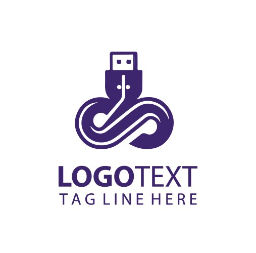 Infinity usb plug logo Royalty Free Vector Image