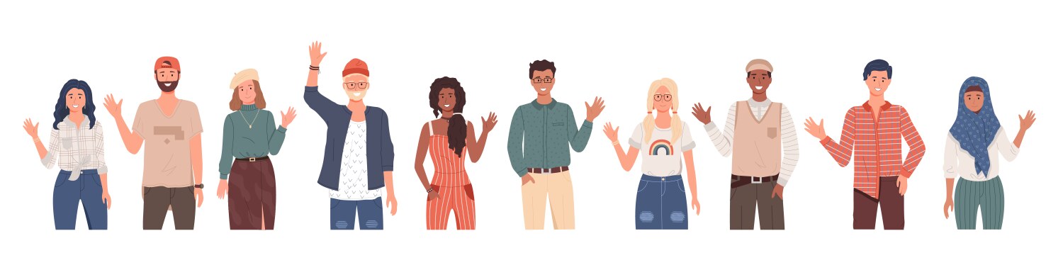 Multinational group people isolated on white Vector Image