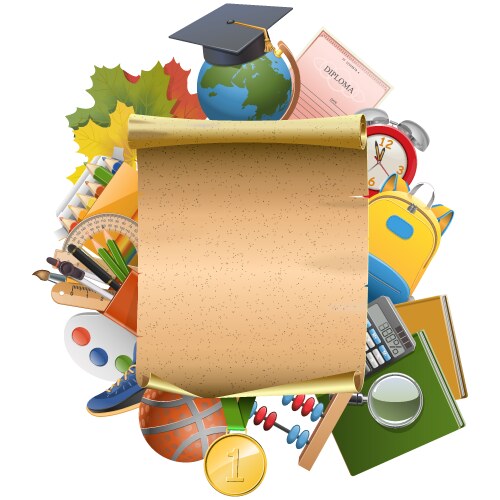 School scroll with globe Royalty Free Vector Image
