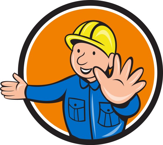 Traffic policeman stop hand signal cartoon Vector Image