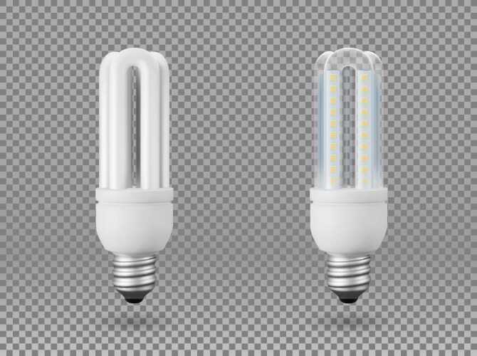 Led light bulb set isolated Royalty Free Vector Image