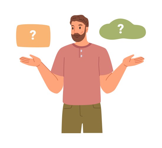 Man making choices between options Royalty Free Vector Image