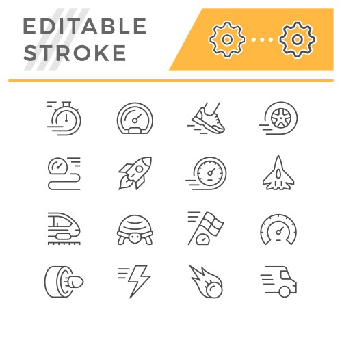 Speed icon set in thin line style Royalty Free Vector Image