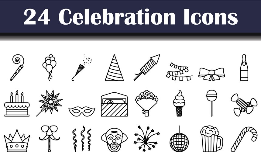 Celebration icon set Royalty Free Vector Image