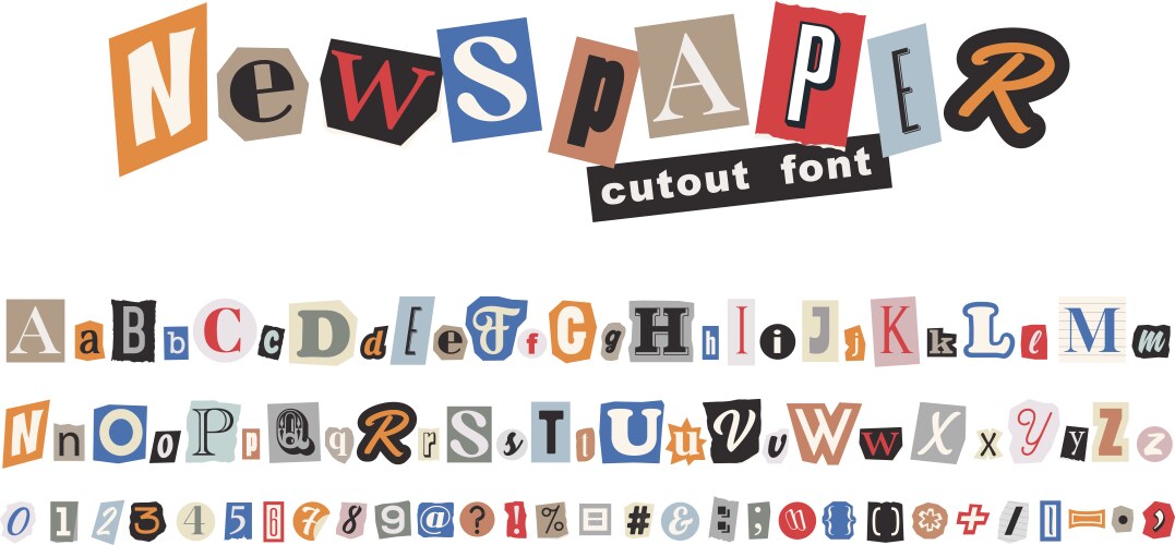Colorful newspaper alphabet Royalty Free Vector Image