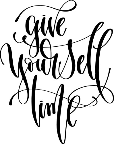 Tea time - black and white hand lettering Vector Image