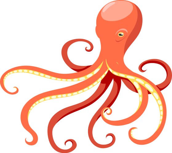 Red octopus cartoon flat Royalty Free Vector Image