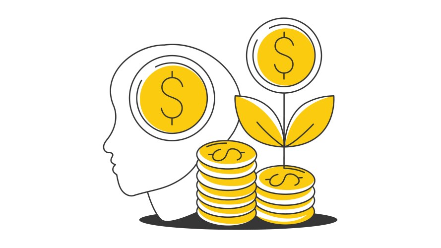 Silhouette of a head stack coins money tree Vector Image