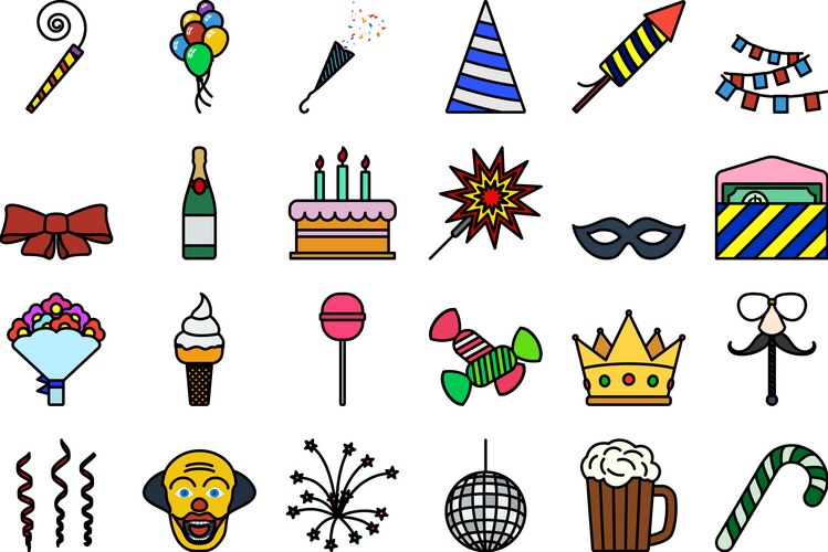 Celebration icon set Royalty Free Vector Image
