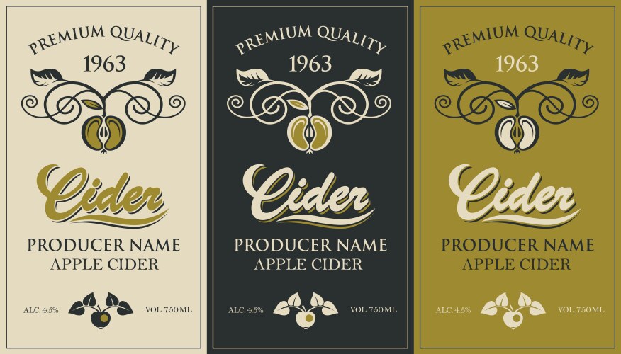 Cider labels set Royalty Free Vector Image - VectorStock