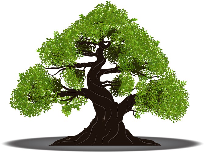 Plants on the hand icon with big tree Royalty Free Vector