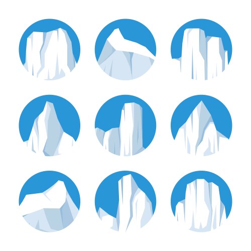 Floating icebergs collection drifting arctic Vector Image