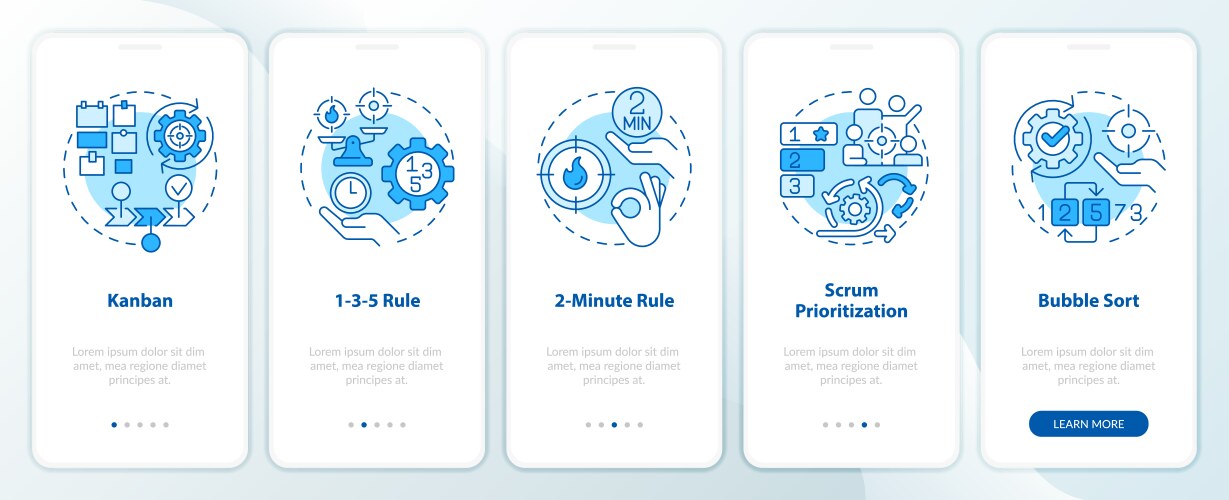 Prioritization tools onboarding mobile app screen Vector Image