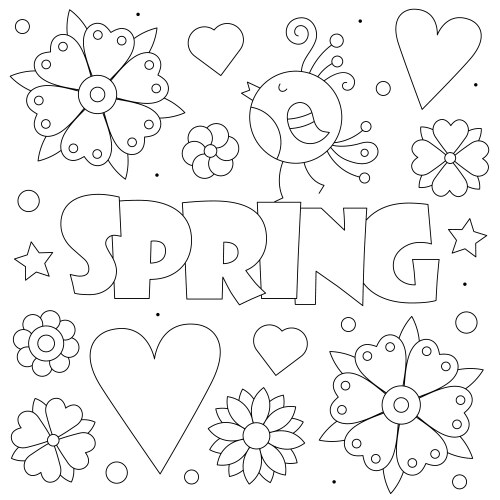 Hello spring coloring page black and white Vector Image