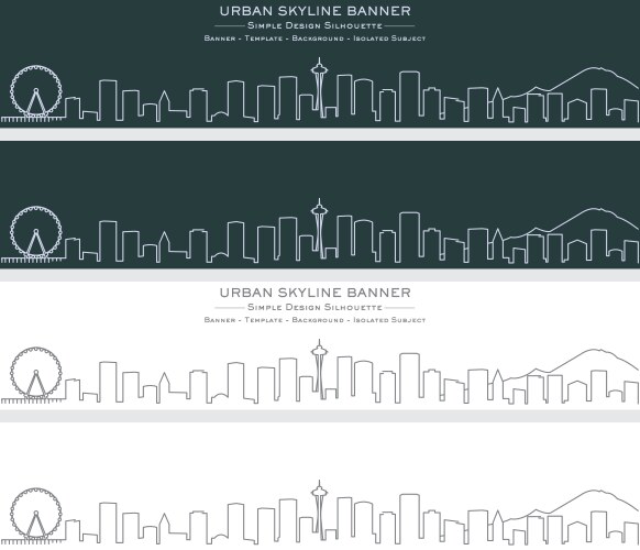 Seattle Skyline Banner Vector Images (73)