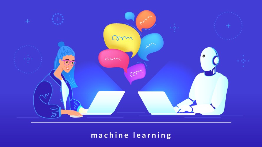 Artificial intelligence and machine learning Vector Image