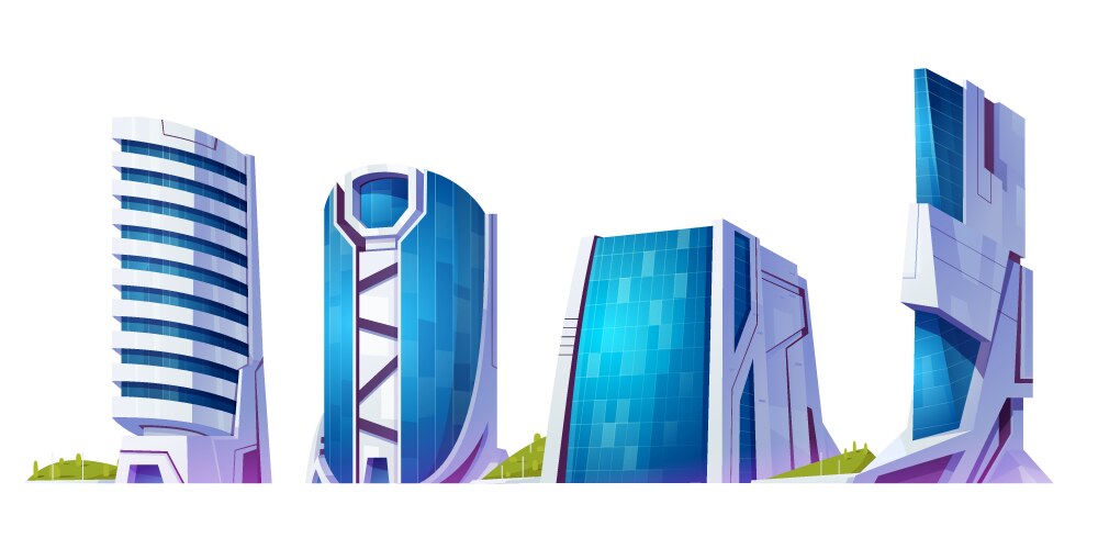 Cartoon futuristic buildings unusual shapes Vector Image