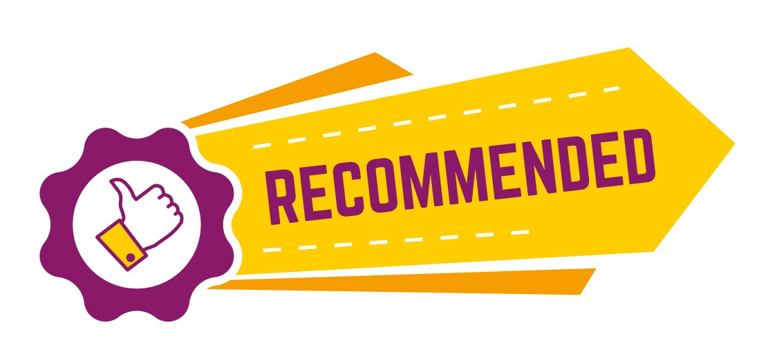 Recommended and approved banner with thumb up Vector Image