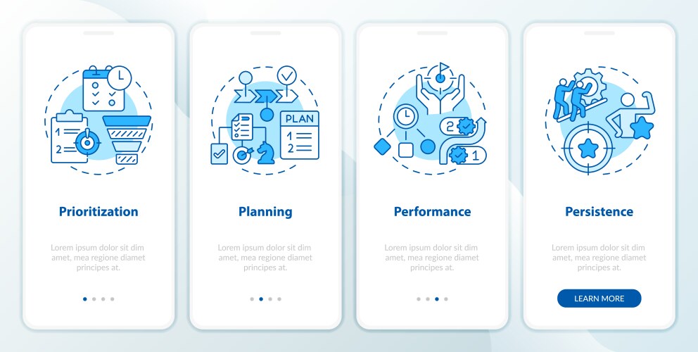 Time Management Prioritization Onboarding Mobile Vector Image
