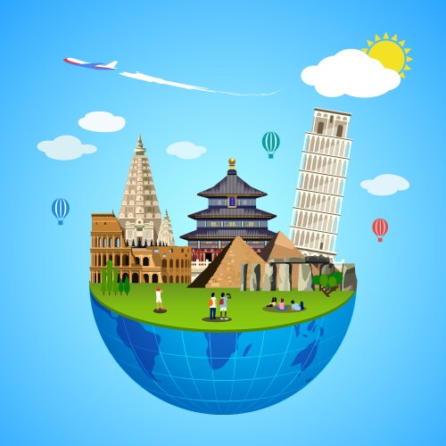 World landmarks flat icon set Royalty Free Vector Image