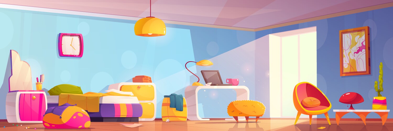 Cartoon kids bedroom interior home children room Vector Image
