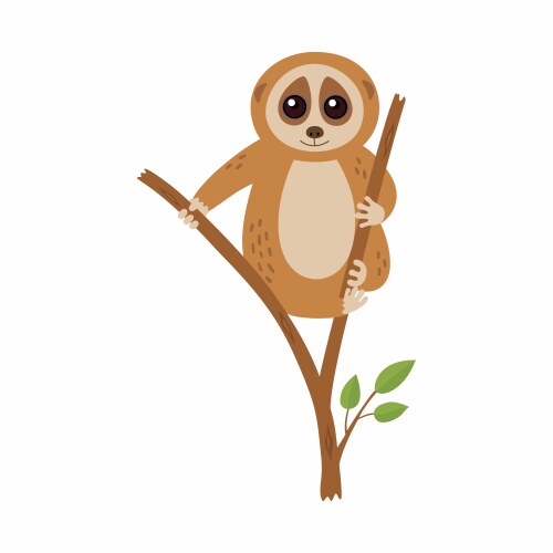 Cartoon slow loris on the branch Royalty Free Vector Image