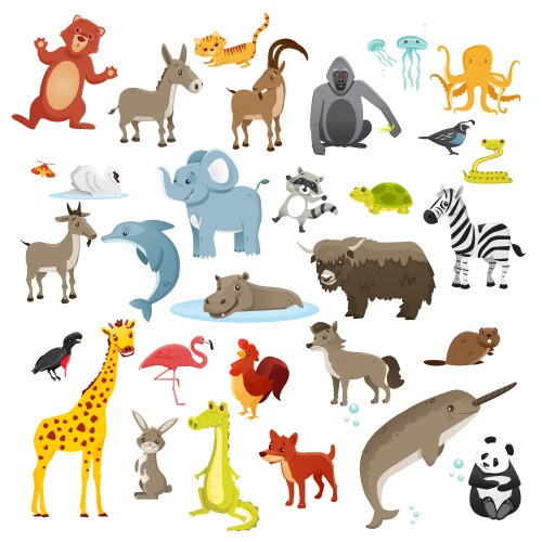 Cute Cartoon Animals Royalty Free Vector Image
