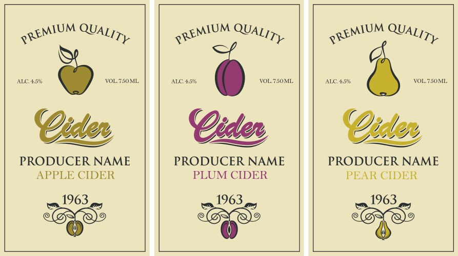 Cider labels set Royalty Free Vector Image - VectorStock