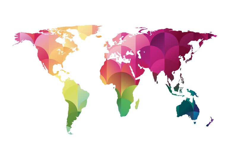 Red geometric world map Royalty Free Vector Image