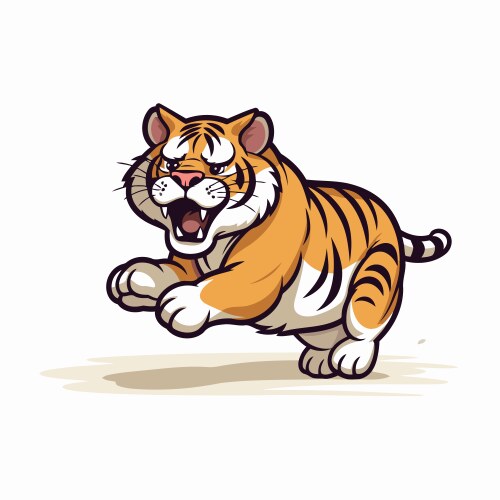 Cartoon tiger running isolated on white Royalty Free Vector