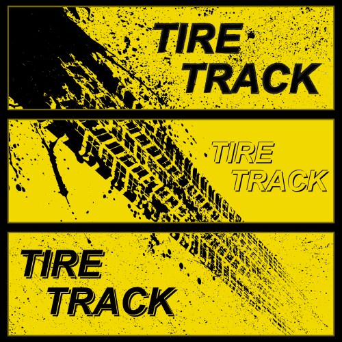 Grunge yellow tire track background Royalty Free Vector