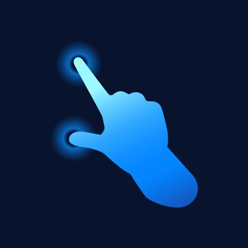 Blue double tap hand icon for ui design Royalty Free Vector