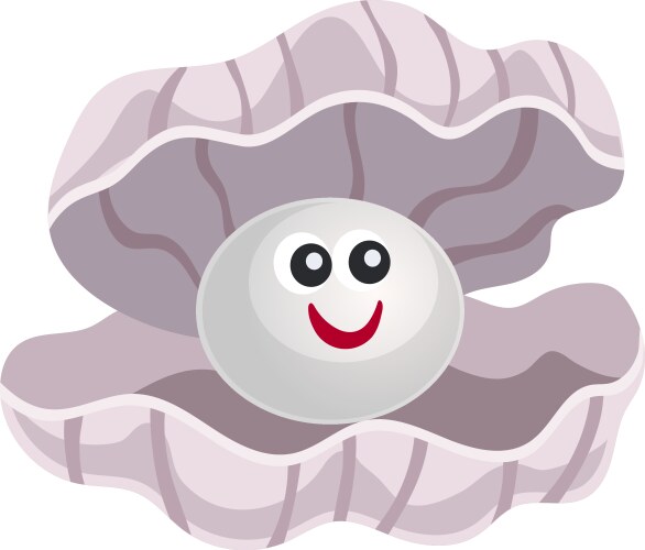 Cute mermaid smiles and holds a seashell in her Vector Image