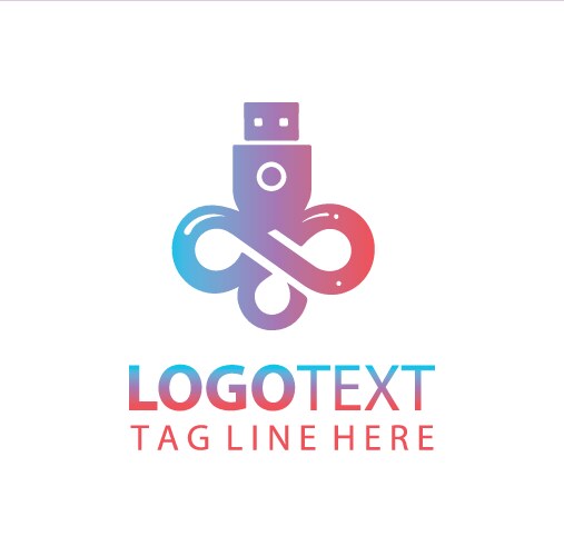 Infinity usb plug logo Royalty Free Vector Image